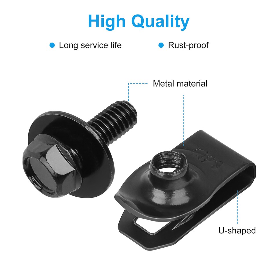 50pcs M6 U Nut Clips & Bolts Body Fastener Fender Splash Shield ...