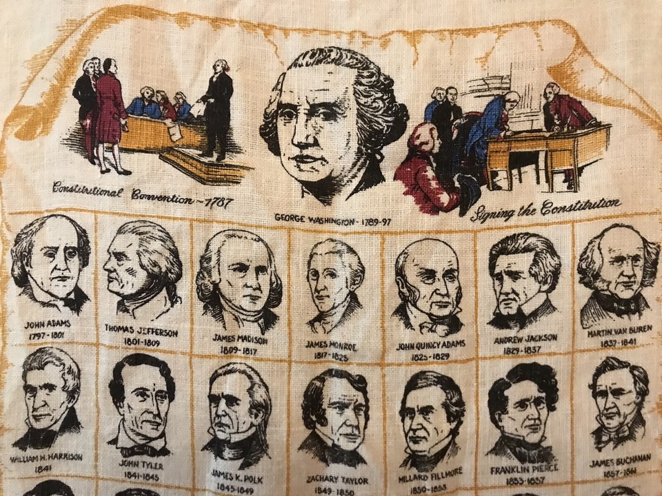 Vintage Kay Dee Linen Tea Towel Presidents of the United States ~ To ...