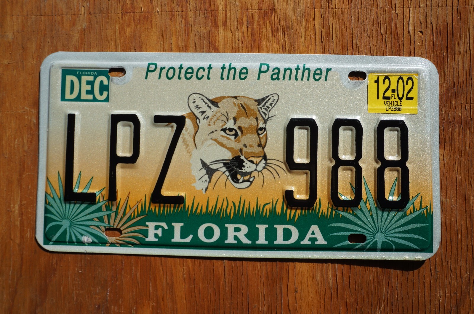 2002 Florida PROTECT THE PANTHER License Plate - Animal Cat Wildlife ...