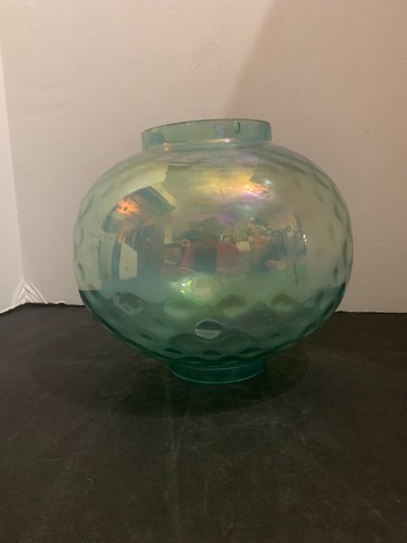 Vintage Inverted Dot Blue Iridescent Glass Oil Lamp Shade Globe | eBay