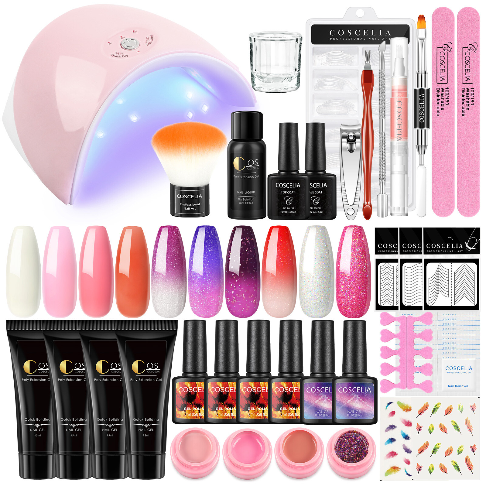 Komplett UV Nagellack Poly Gel Set mit uv Lampe Gel Nägel Starterset ...