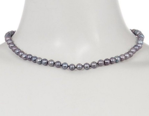 $395 Savvy Cie Akoya Pearl Necklace 10K Gold Gray 16" Fish Hook Closure ...