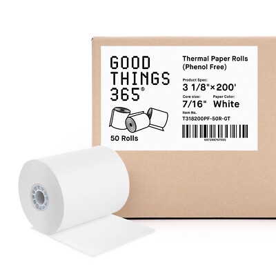 3 1/8" X 230' Phenol Free (BPA & BPS FREE) Thermal Paper Rolls (50 ...