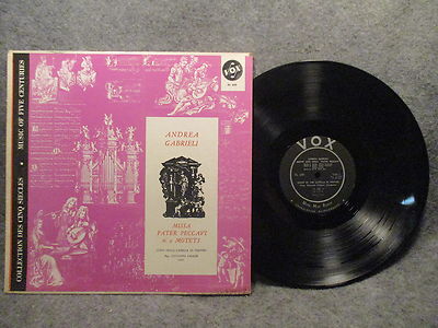 33 RPM LP Record Andrea Gabrieli Motet & Missa Pater Peccavi Vox ...