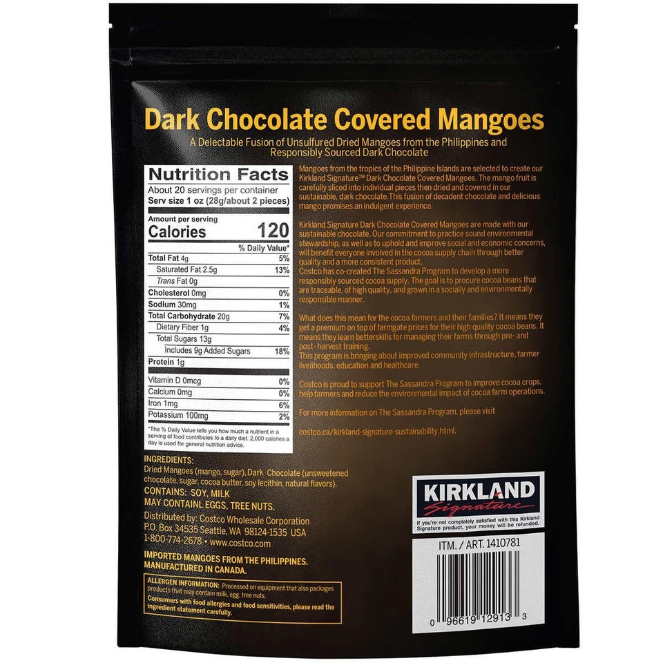 Kirkland Signature Dark Chocolate Covered Mangoes 20.46 Oz 96619588053 ...