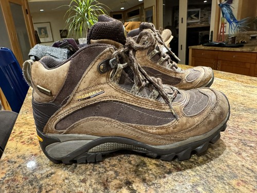 Womens Merrell Siren Continuum Brown Leather Athletic Mid Hiking Boots ...