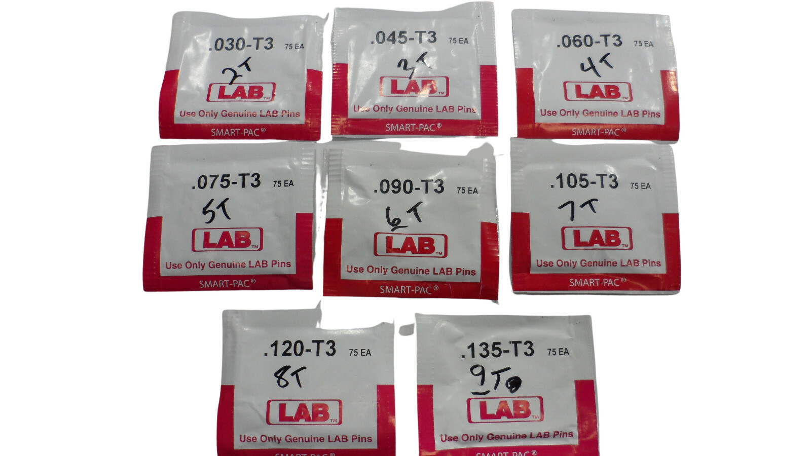 Lab Schlage master pin set of half packs #2-9T brass pins - 8 packs of ...