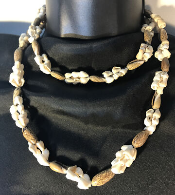 Shell Necklace 36" Hawaiian Vintage VISCO Lei Fertility Snail Warm ...