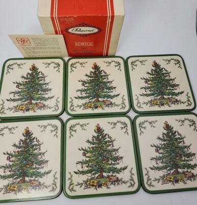 Spode Christmas Tree Off White Background Pimpernel Acrylic coasters ...