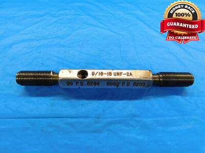 9/16 18 UNF 2A SET THREAD PLUG GAGE .5625 GO NO GO P.D.'S = .5264 ...