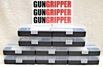 10 x BERRY'S PLASTIC AMMO BOX, CLEAR/BLACK 50 Round 9MM / 380 - FREE S ...