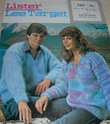 Lister Lee Target Knitting Pattern His & Her's Mohair V-Neck Sweater No ...