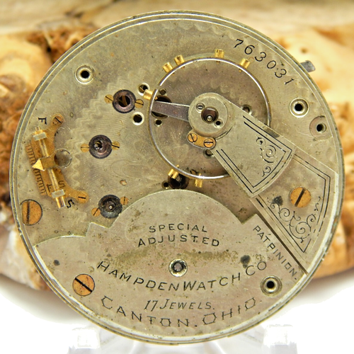 Antique Pocket watch movement Hampden Special Adjusted 18S OF railroad ...