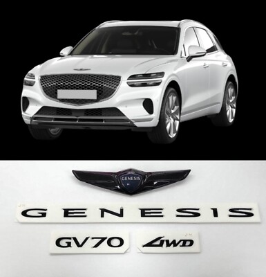 Hood Trunk Wing Logo Letter Glossy Black Emblem For 2021 ~2023+ Genesis ...
