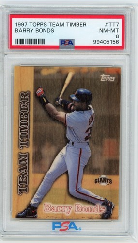 BARRY BONDS 1997 TOPPS TEAM TIMBER #TT7 PSA 8 WOOD INSERT 7-TIME MVP ...