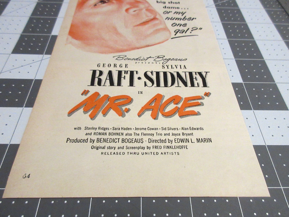 Mr. Ace George Raft & Sylvia Sidney 1946 Movie Ad | eBay