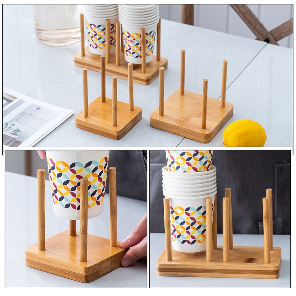 2 Pcs Disposable Paper Cup Holder Coffee Shop Cups Organizer Wood ...
