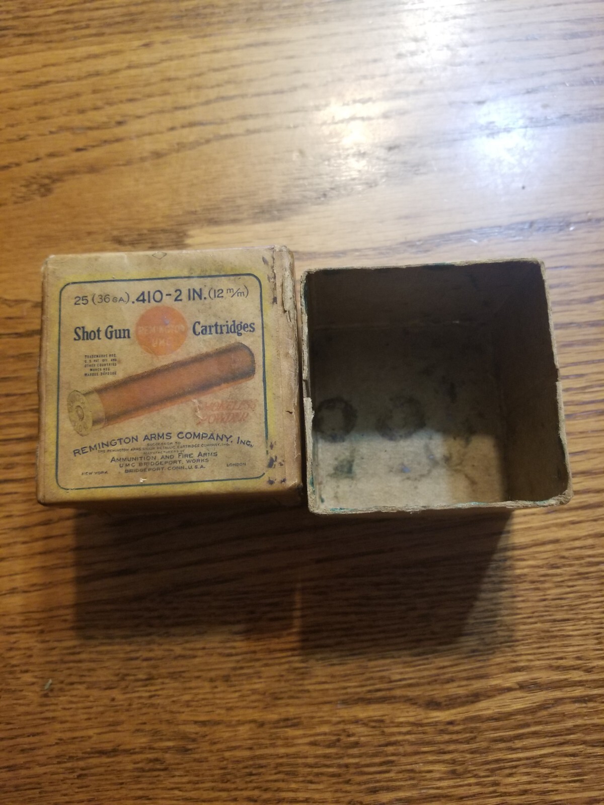 Remington 410 shotgun slug Empty box. 2 Piece. 36 Gauge. 2" Shotgun ...