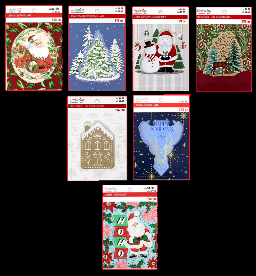 Recollections CHRISTMAS & WINTER Stickers Books Tree Snowman Santa ...