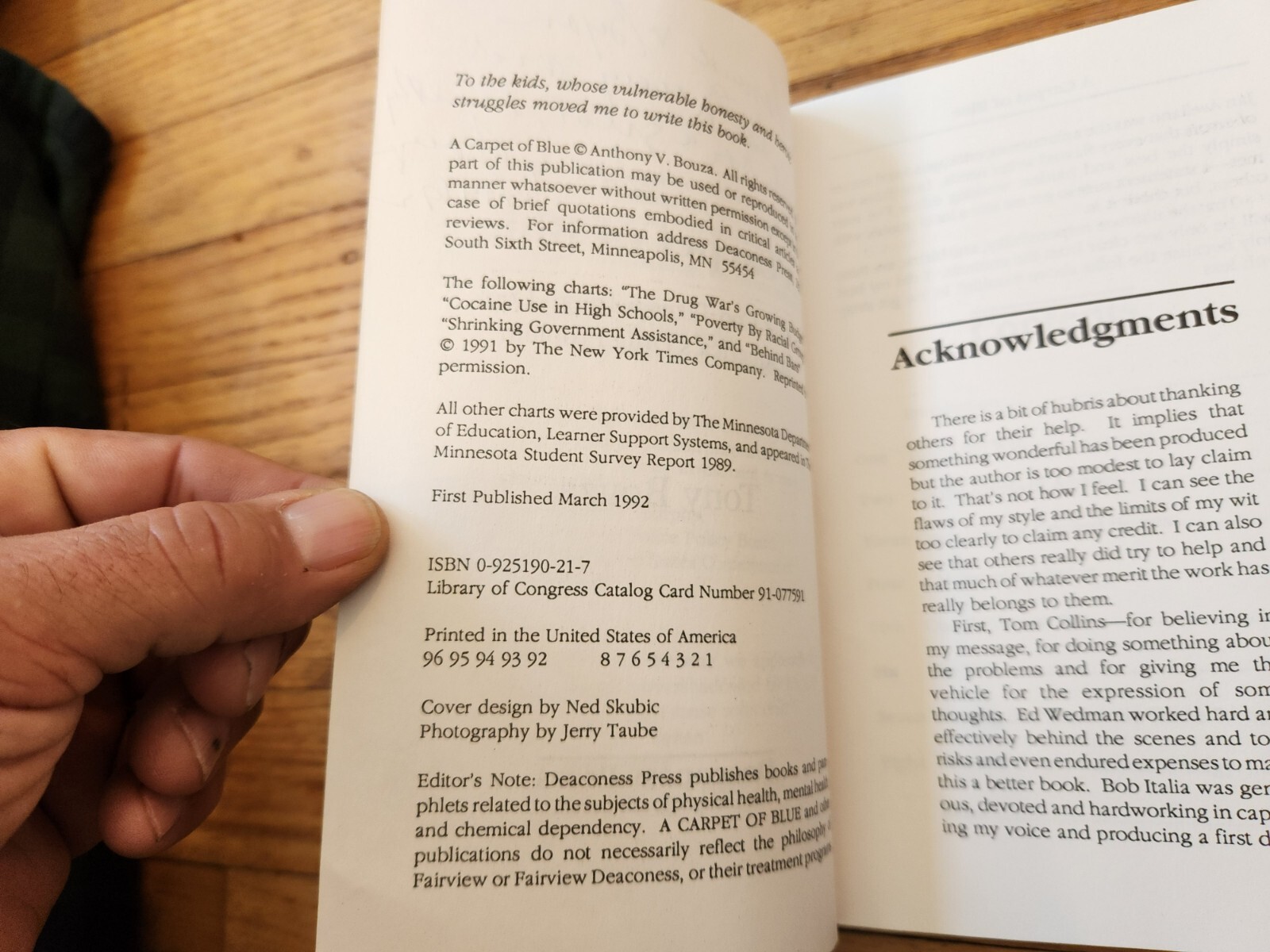 Tony Bouza SIGNED A Carpet of Blue Ex-Cop America Drug Problem 1992 COA ...