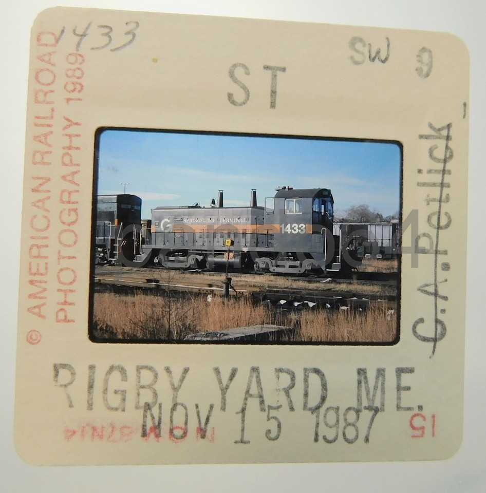 RR TRAIN Slide ST Springfield Terminal SW-9 #1433 Rigby Yard ME 1987 ...