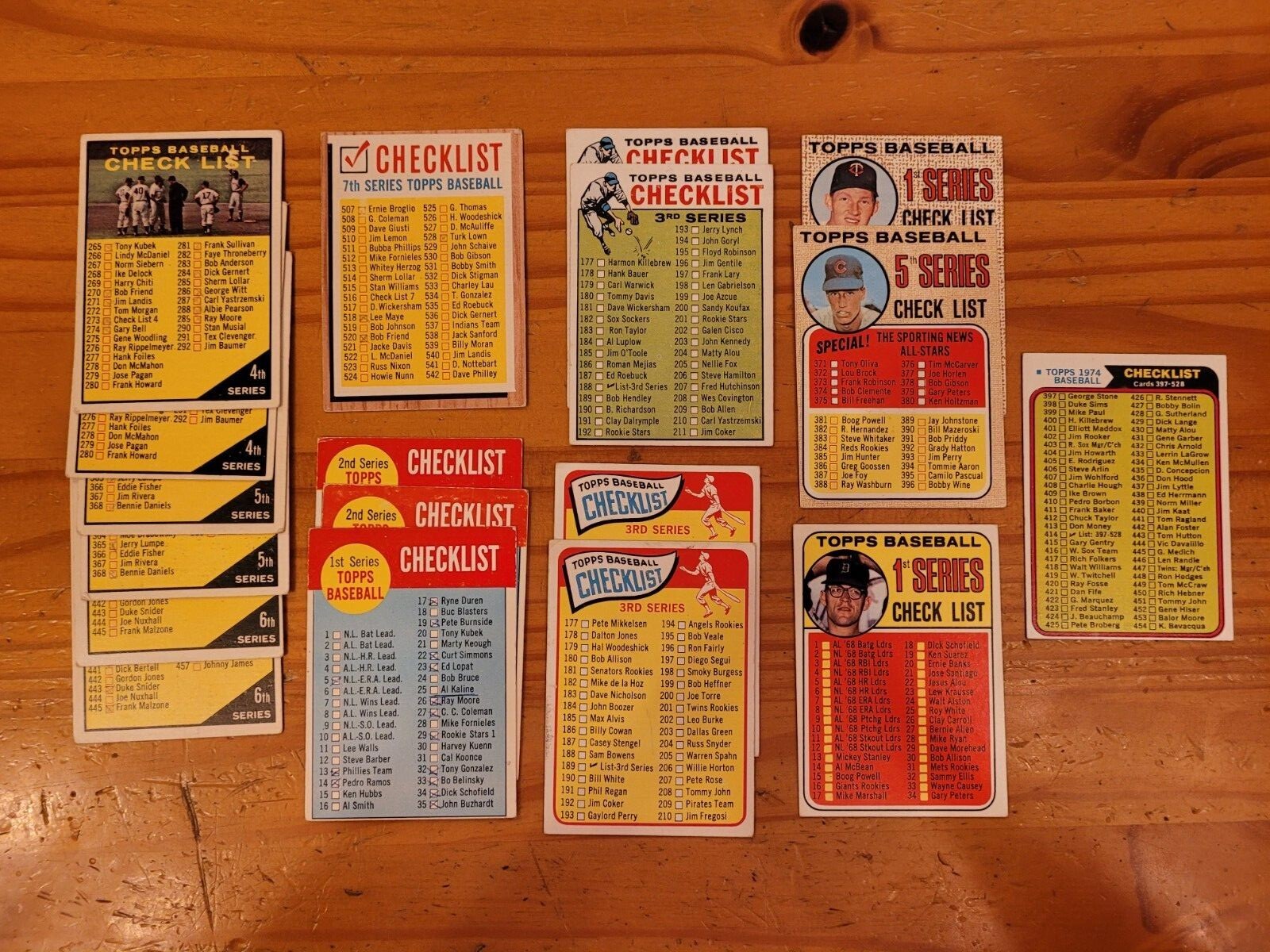Lot of (18) 1960's Topps Baseball Checklists 1961, 1962, 1963, 1964 ...