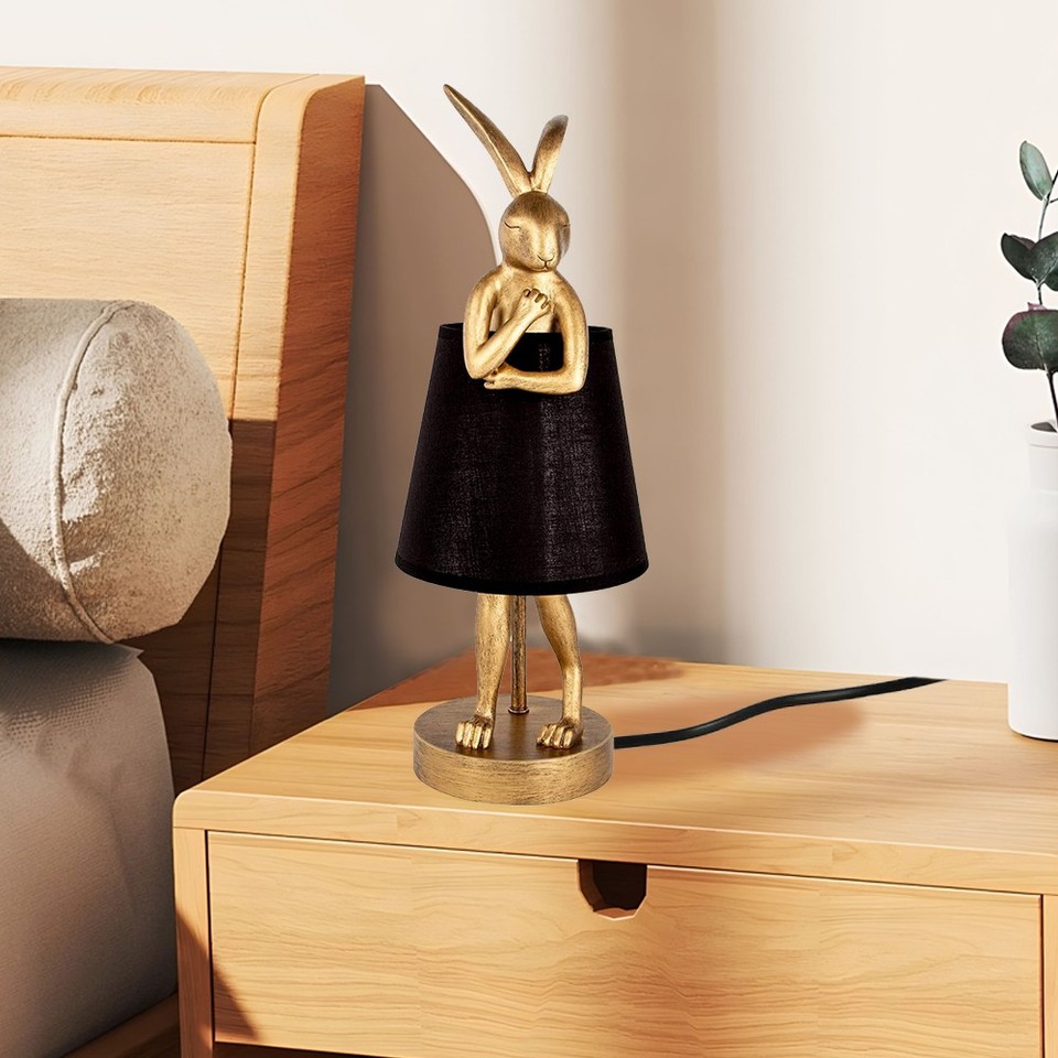 Rabbit Table Lamp Modern Golden Lamp Desk Light Office Bedroom Durable ...