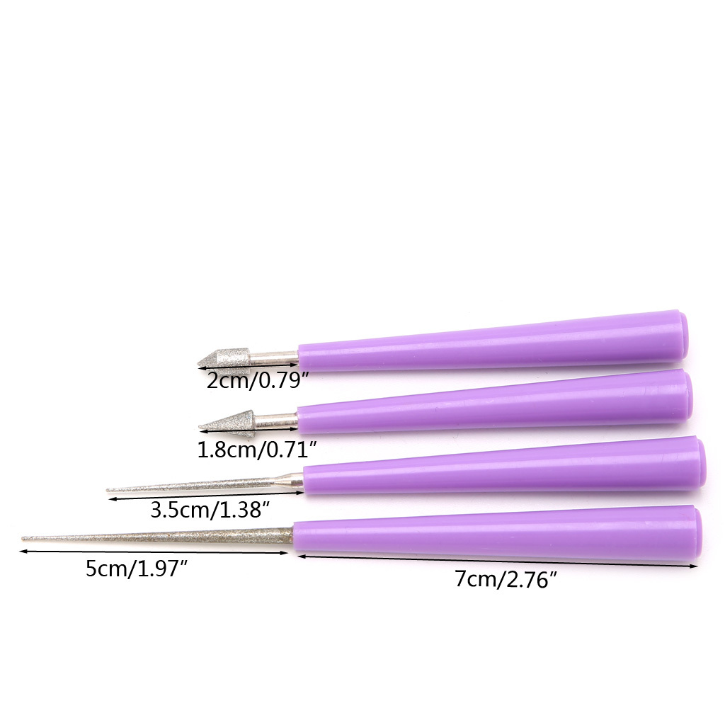 4pcs Diamond Pearl Glass Bead Reamer Burr Beading Hole Enlarger Tool ...