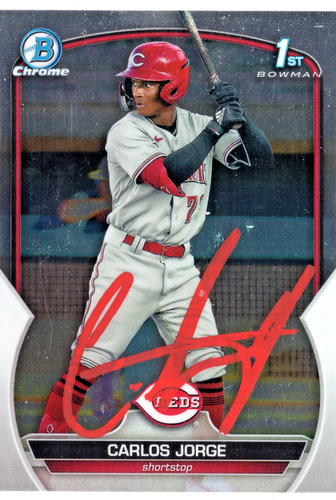 CARLOS JORGE 2023 1ST BOWMAN CHROME PROSPECT RED INK IN-PERSON ...