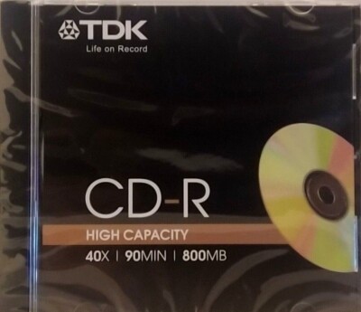 TDK CD-R90 High Capacity 800MB / 90 MINUTES – Recordable CDR Disc - NEW ...