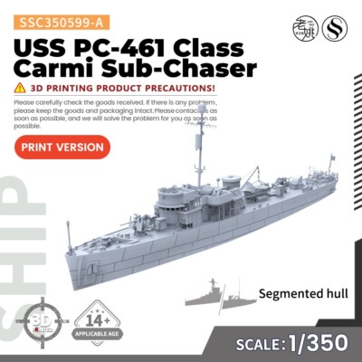 SSMODEL SSC350599-A 1/350 Military Model Kit USS PC-461 Class Carmi Sub ...