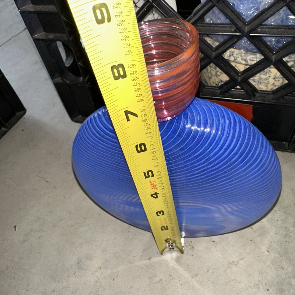 Signed Studio PARAN Richard Jones Optic Twist Flask Glass Vase Blue ...