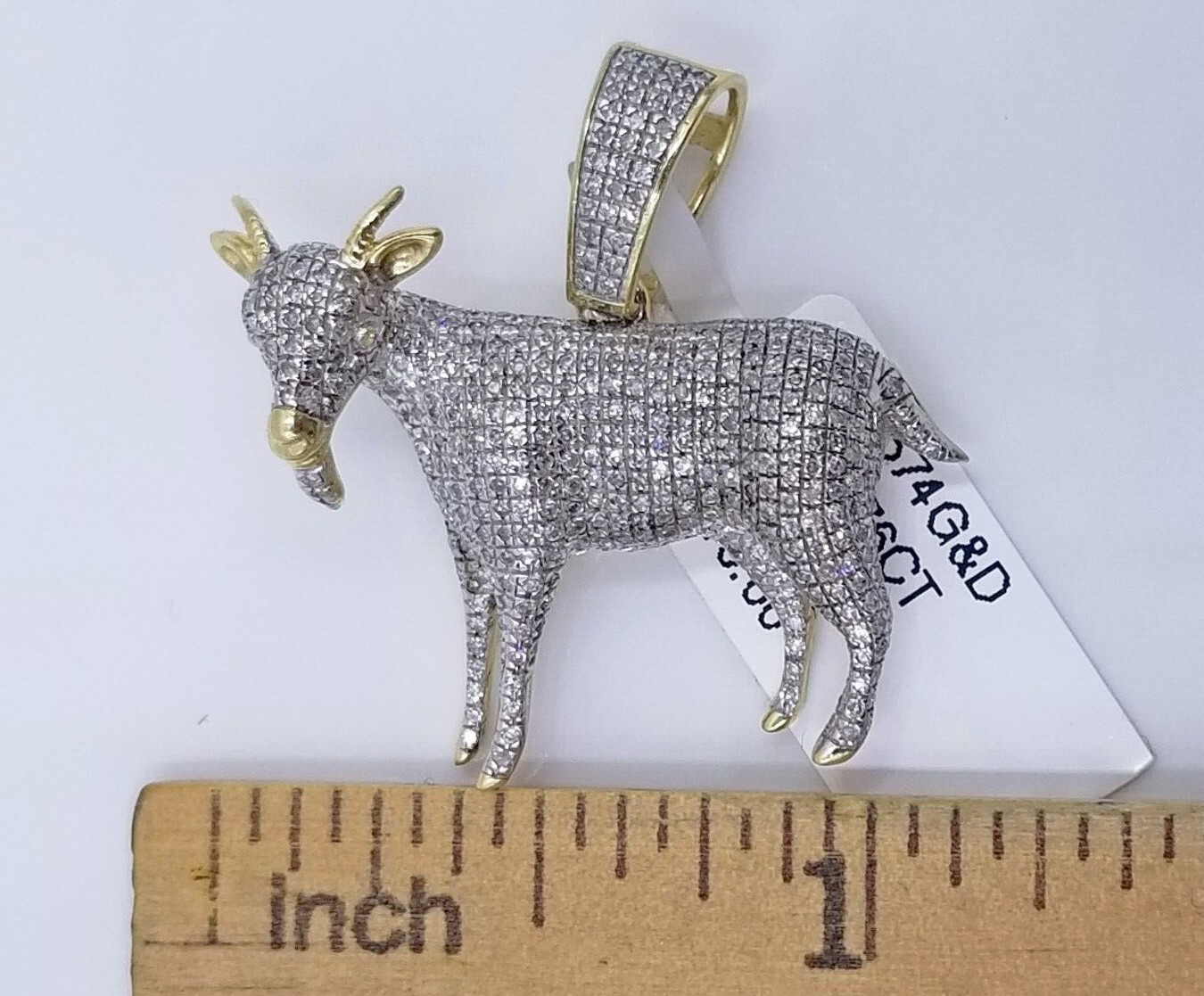 10k Yellow Gold Diamond GOAT Charm Pendant Real Greatest Of All Time | eBay