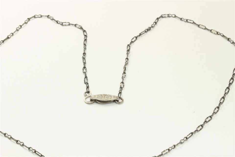 Vintage Art Deco Sterling Silver Blue Glass Rhinestone Paperclip Chain ...