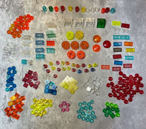 Lego Bulk Lot 275+ Translucent Pieces Bricks Parts Squares Round Cones ...