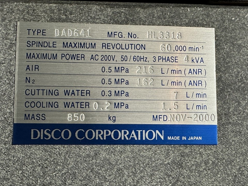 disco DAD641 Automatic Dicing Saw | eBay