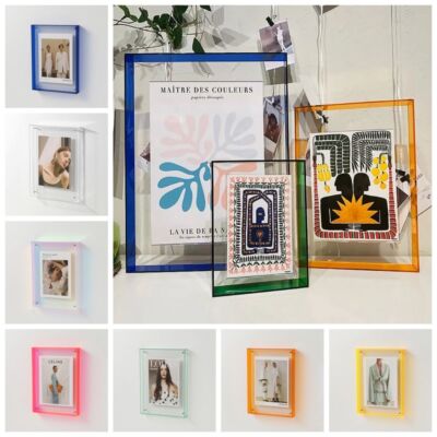 Acrylic Photo Frame Block Standing Transparent Picture Box Home Party ...