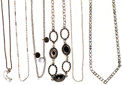 Lot Of 6 Claires Necklaces Heart Pendant Silver Plated Rhinestones Oval ...
