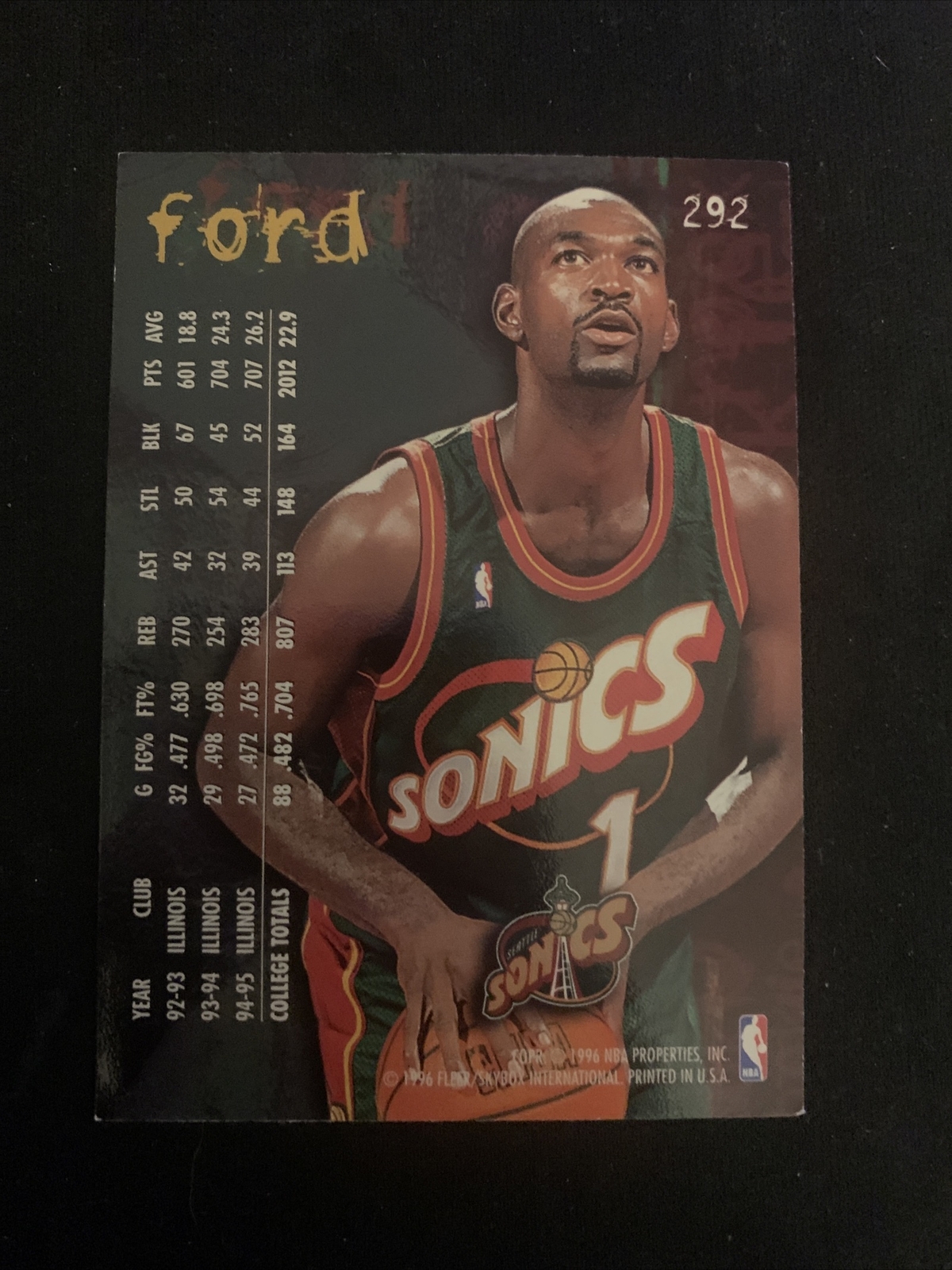 Sherell Ford #292 RC 1995-1996 Fleer Illinois Seattle Supersonics NBA ...