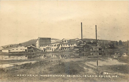 c1910 Island Falls Maine Northern Woodware Mill occupation RPPC ...