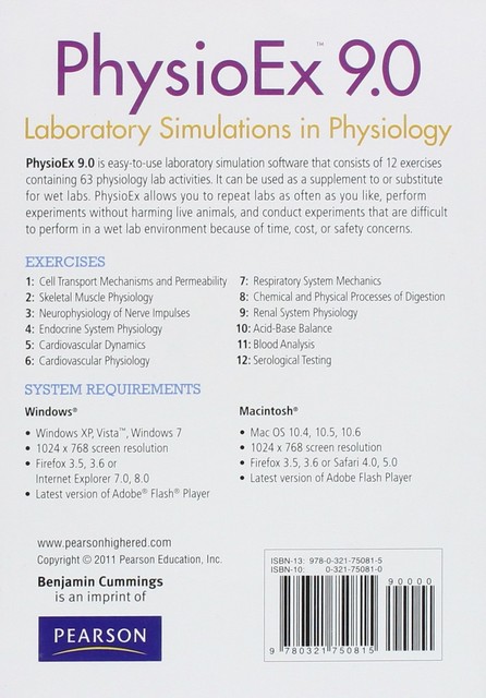 PhysioEx 9.0 Laboratory Simulations in Physiology on DVD D04 for sale ...