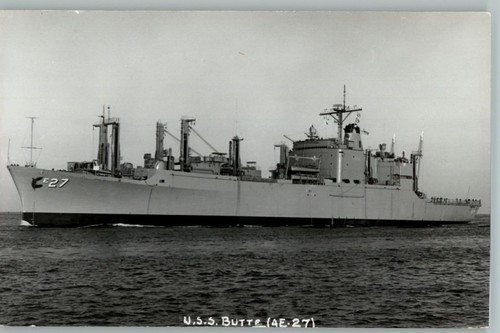 RPPC US Navy military ship ~ USS BUTTE AE-27 1950s-60s Real Photo ...