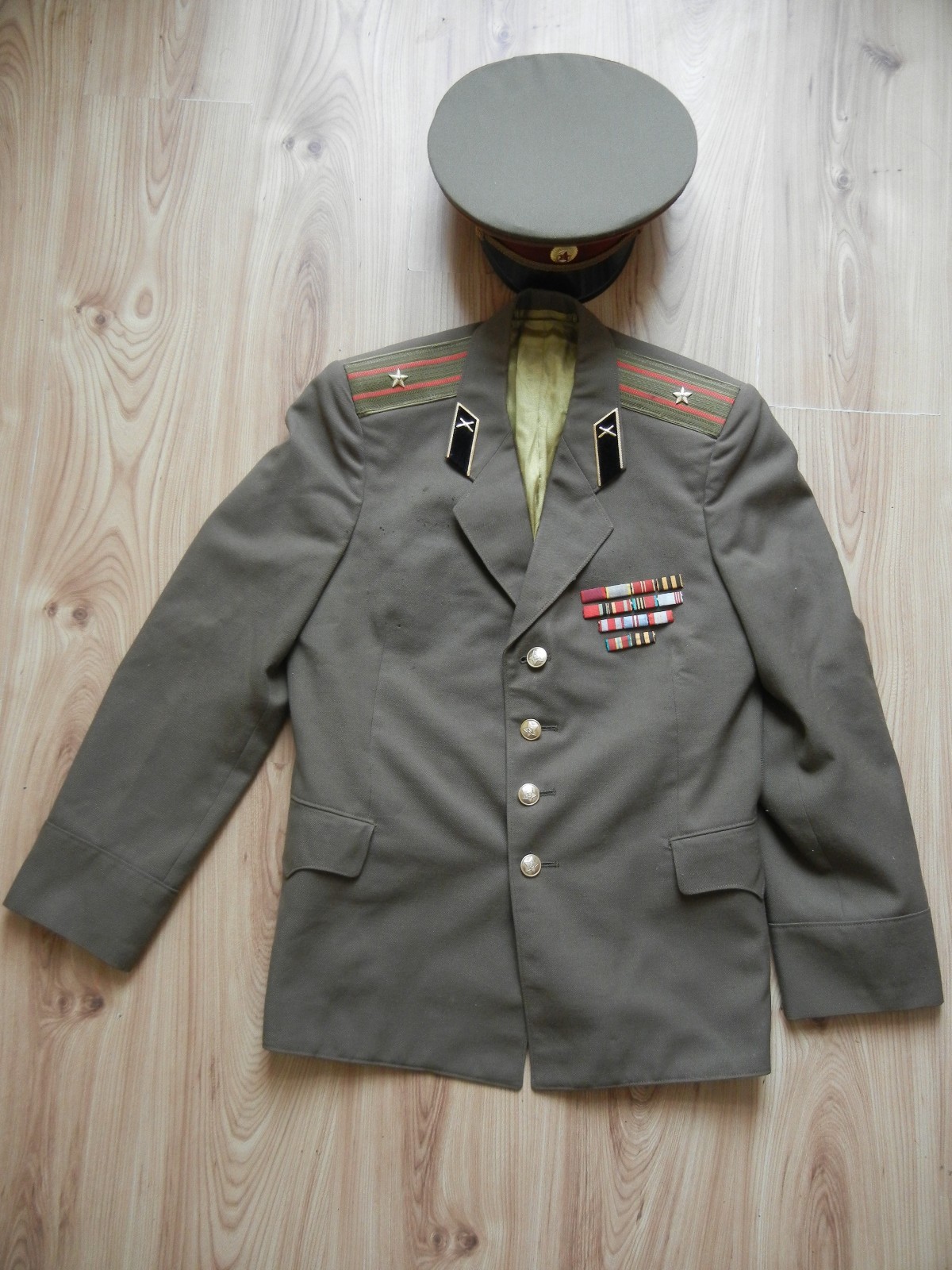 Vintage Russian Soviet Officer Army USSR Uniform Jacket Military + CAP ...