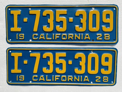 1928 California License Plates Pair. DMV Clear, Restored, Show Quality ...