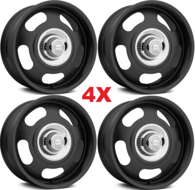 17 RALLY WHEELS RIMS C10 C-10 17X9 AMERICAN RACING BLACK W/ DERBY CAP ...