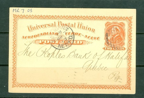 CANADA NEWFOUNDLAND 2 c QV POSTAL CARD MR 7/03 ST JOHN'S TO QUEBEC | eBay