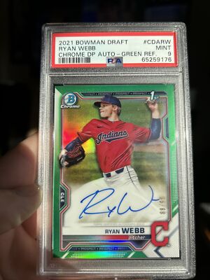 2021 Bowman Draft Baseball Ryan Webb Green Auto /99 PSA 9 Guardians 1st ...