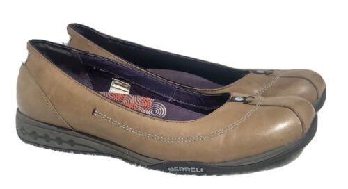 Merrell Performance Ortholite Women Taupe Leather QForm Comfort Ballet ...