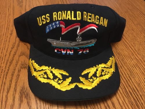 USS Ronald Reagan CVN 76 SnapBack Hat Blue Made in USA Navy Command ...