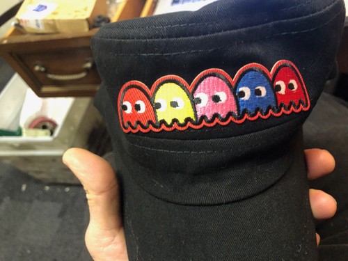 PACMAN EMBROIDERED PATCH CHARCOAL FLAT TOP CADET CAP SPECIAL SALE PRICE ...
